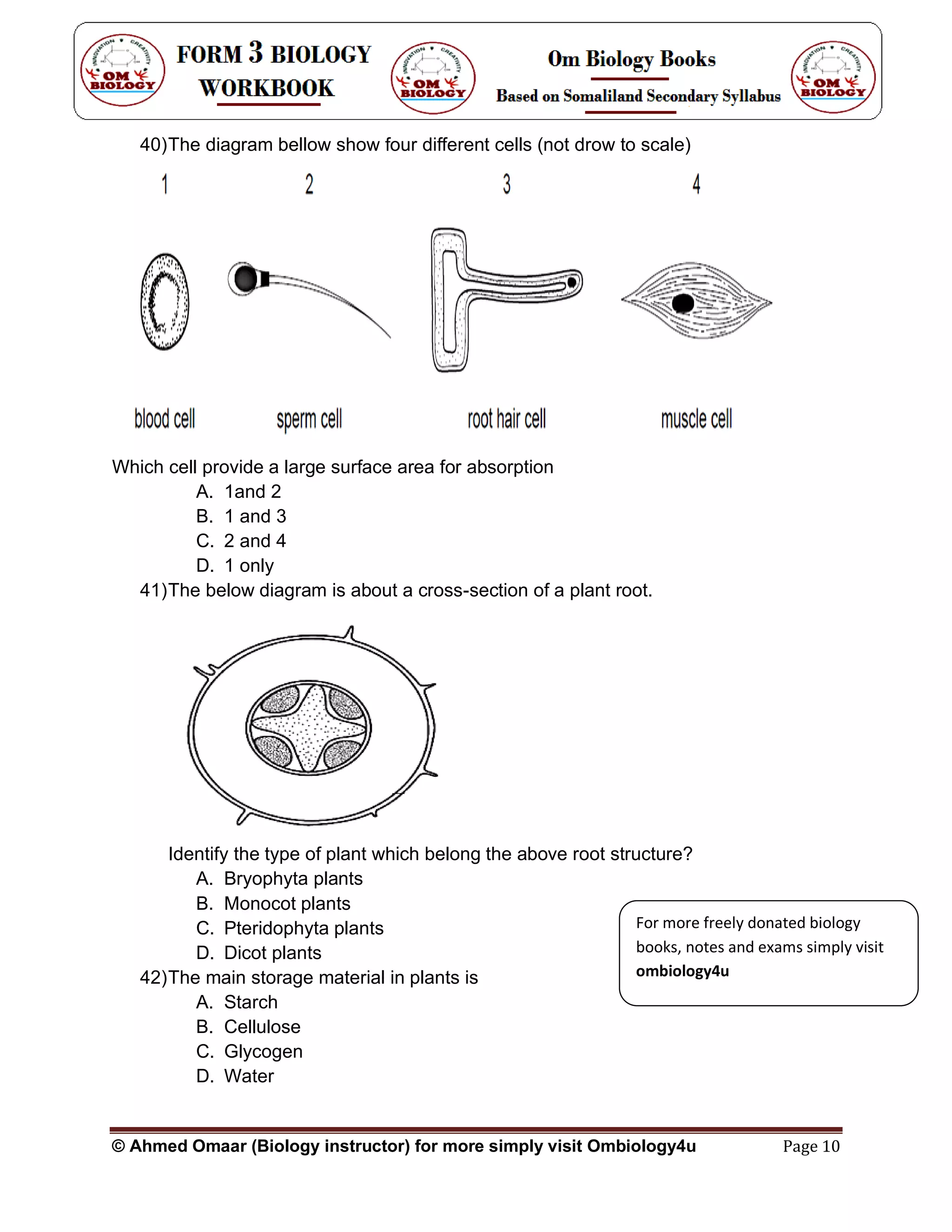 Form 3 Biology Workbooks based on Somaliland Biology Syllabus by Ahmed ...