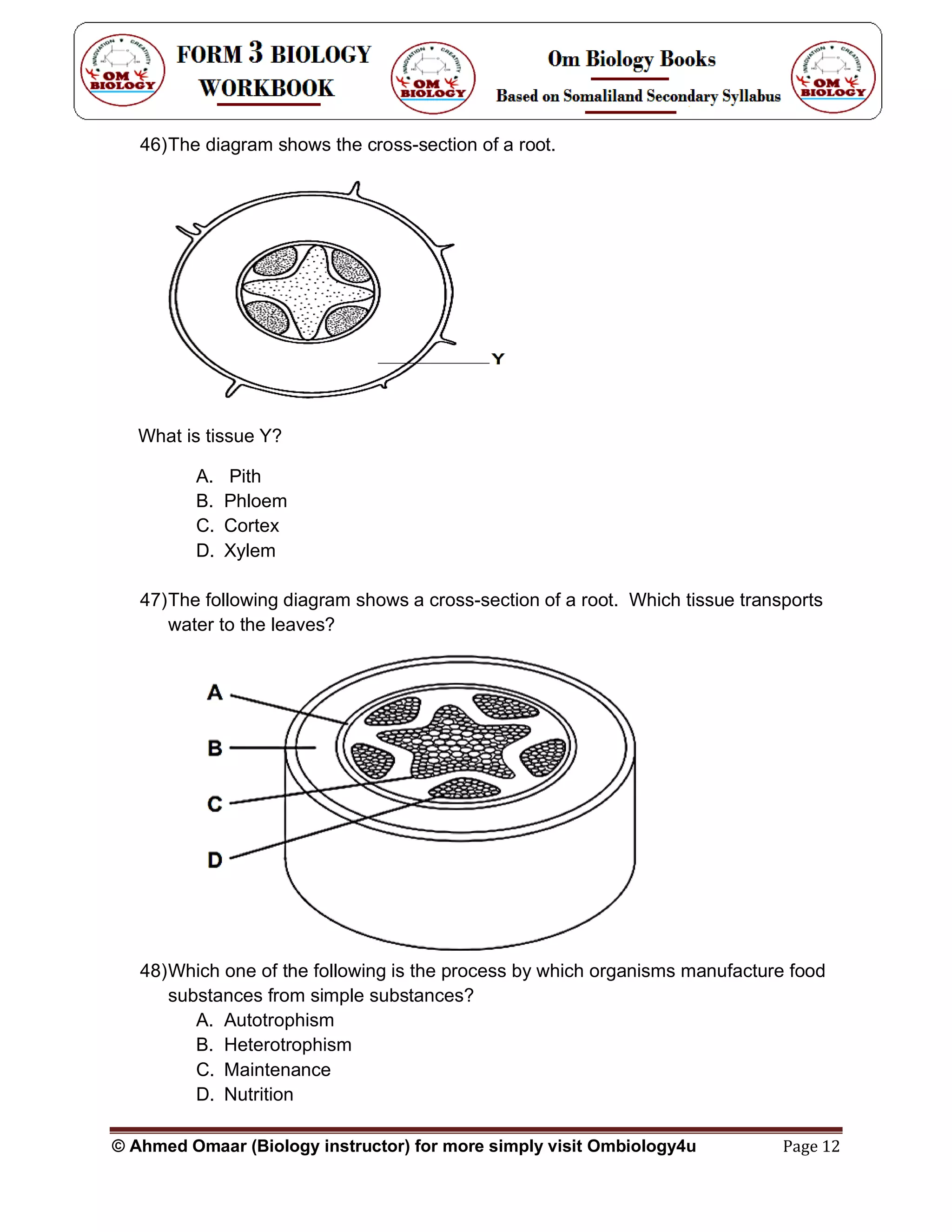 Form 3 Biology Workbooks based on Somaliland Biology Syllabus by Ahmed ...