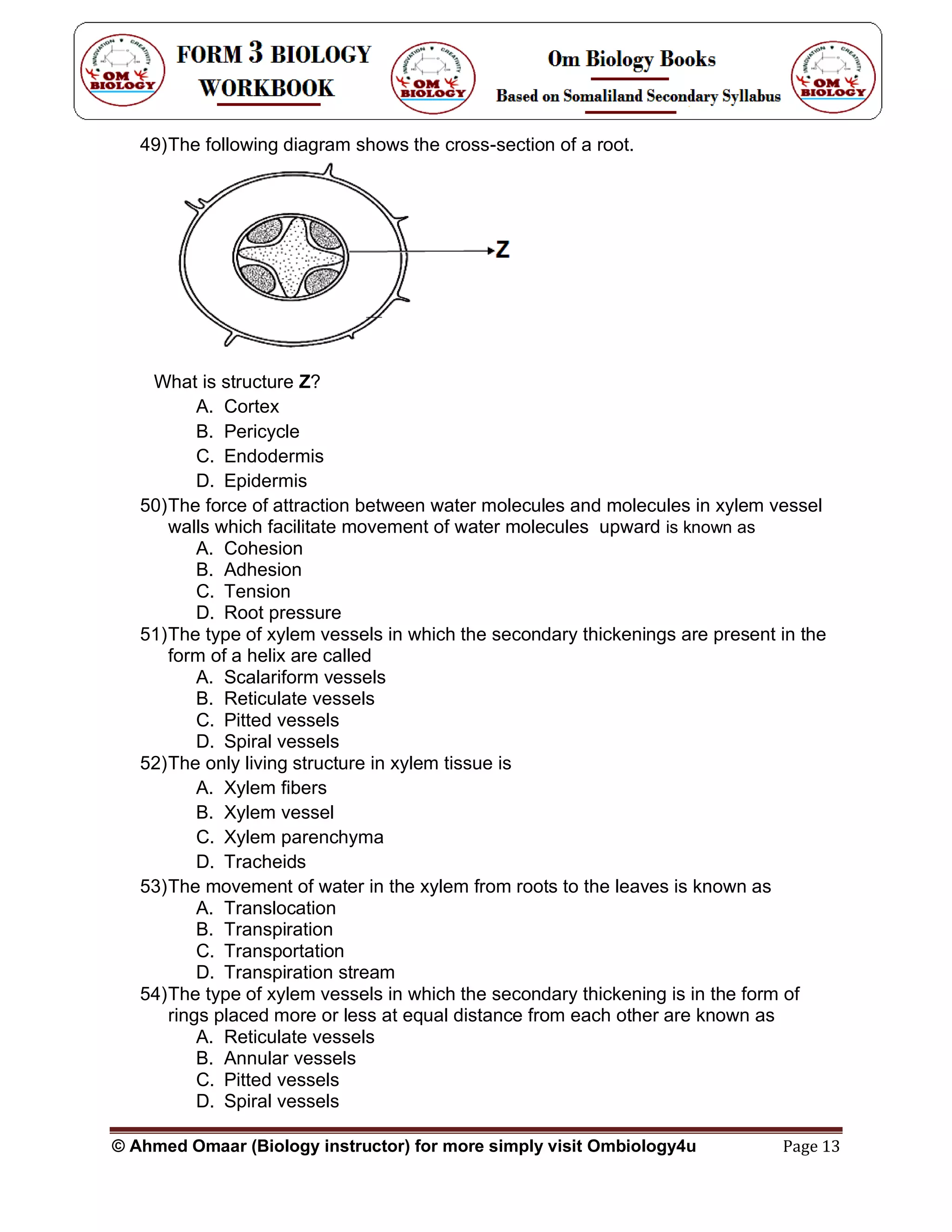 Form 3 Biology Workbooks based on Somaliland Biology Syllabus by Ahmed ...