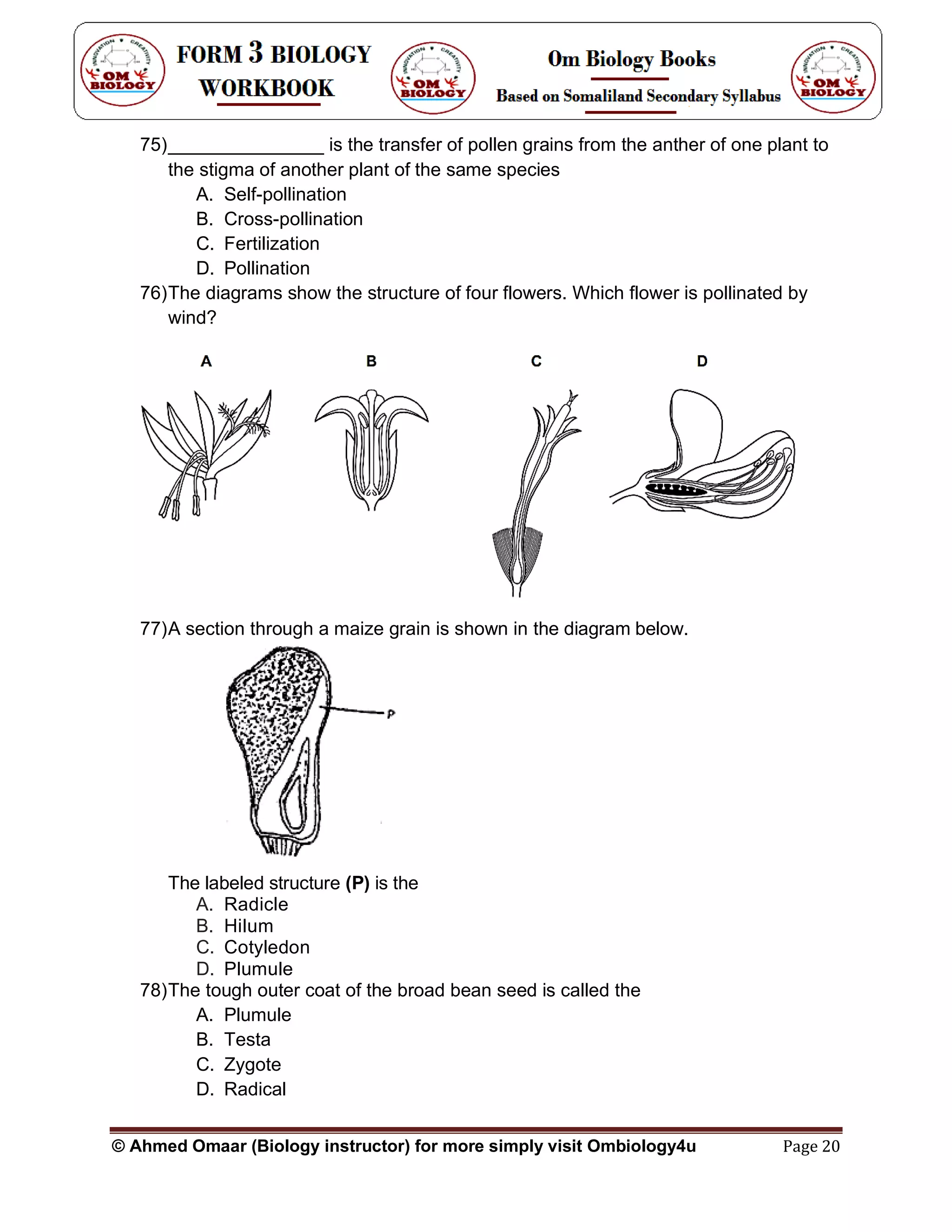 Form 3 Biology Workbooks based on Somaliland Biology Syllabus by Ahmed ...