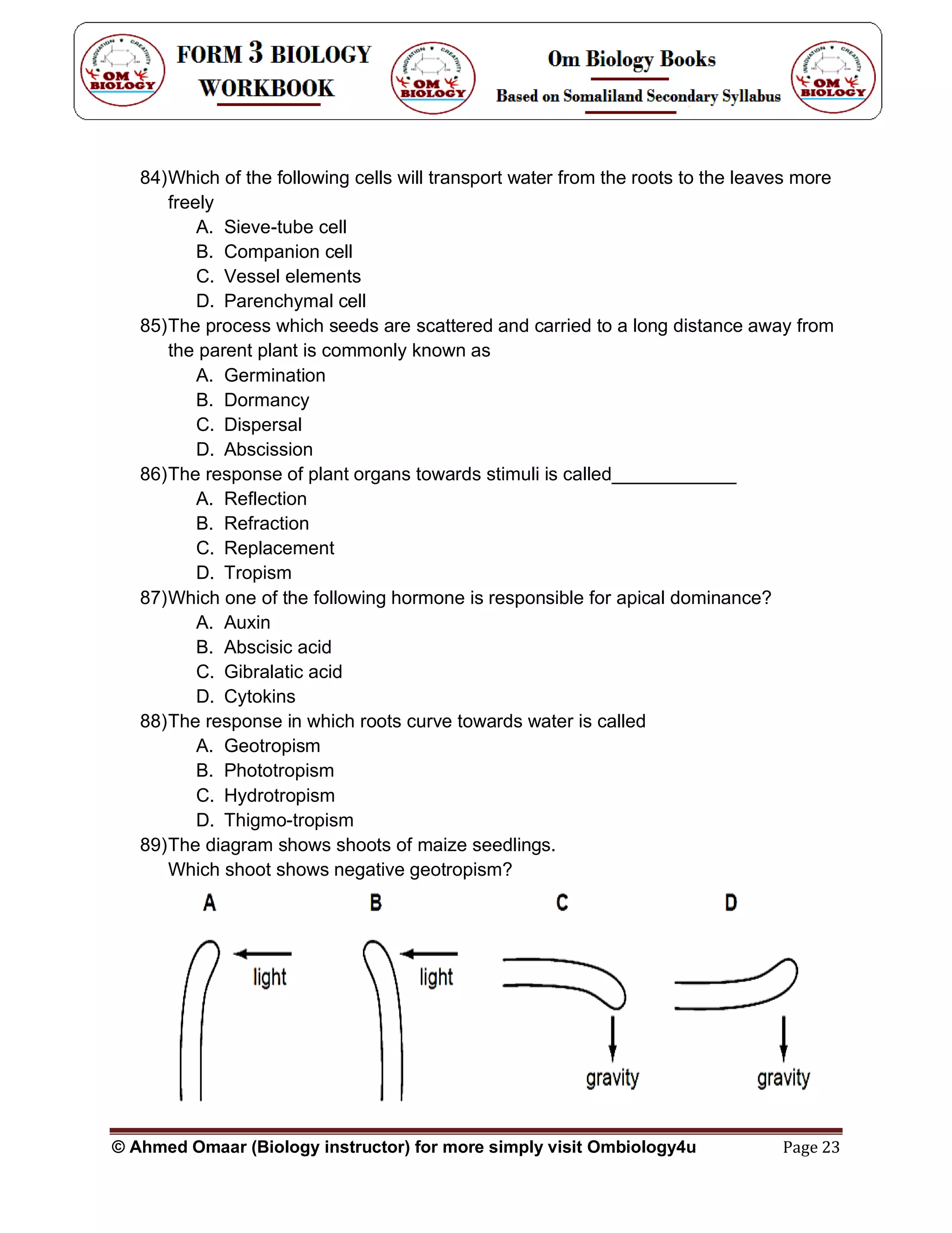 Form 3 Biology Workbooks based on Somaliland Biology Syllabus by Ahmed ...