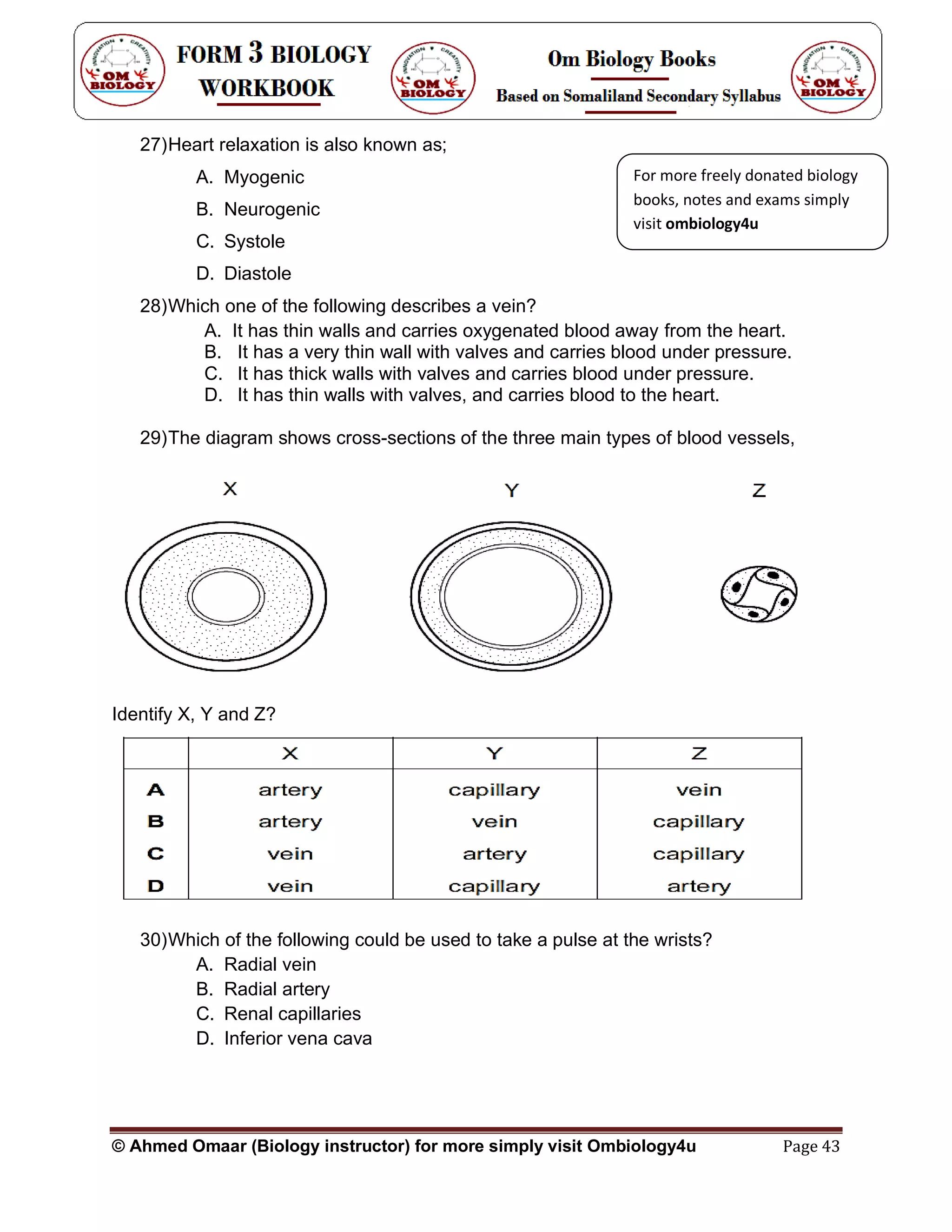 Form 3 Biology Workbooks based on Somaliland Biology Syllabus by Ahmed ...