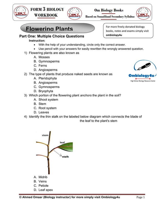 Form 3 Biology Workbooks based on Somaliland Biology Syllabus by Ahmed ...