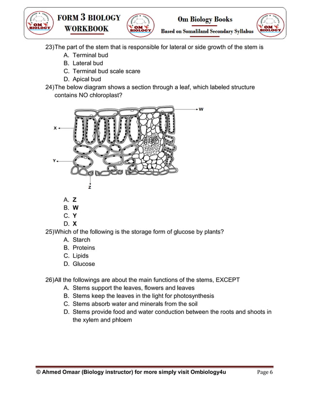 Form 3 Biology Workbooks based on Somaliland Biology Syllabus by Ahmed ...