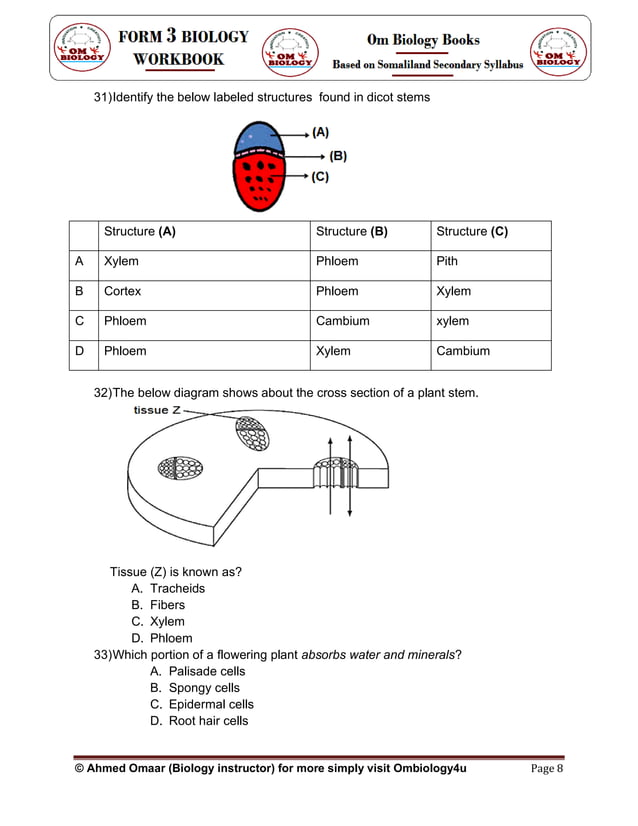 Form 3 Biology Workbooks based on Somaliland Biology Syllabus by Ahmed ...