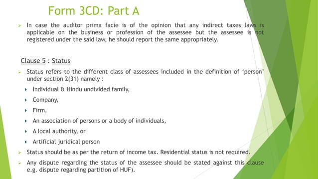 Form 3CD | PPTX | Business Accounting & Finance | Business