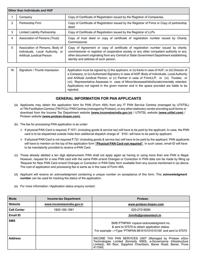 Form_49A of Income Tax for Individuals companies | PDF