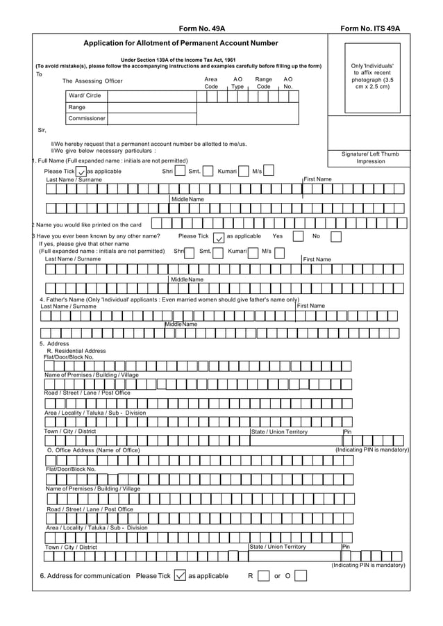 PAN APPLICATION FORM | PDF