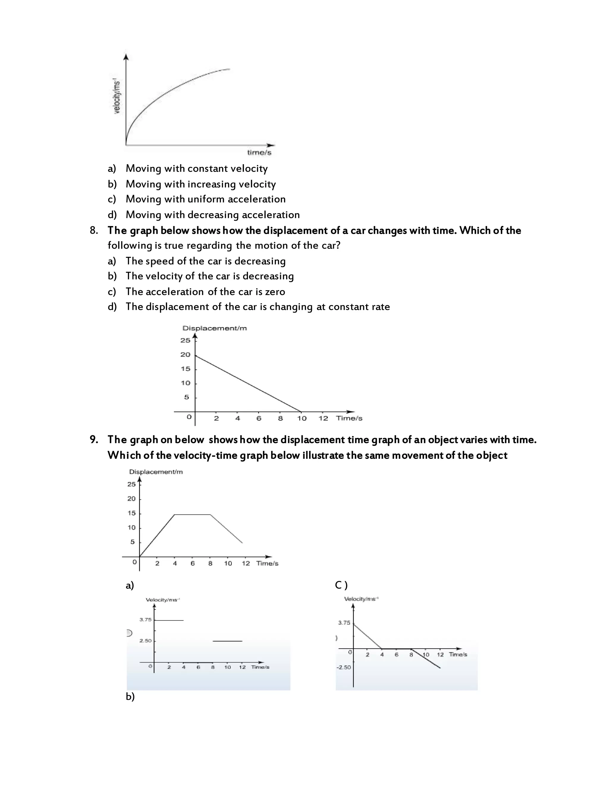 Form 4 exam motion (kinematics) | DOCX