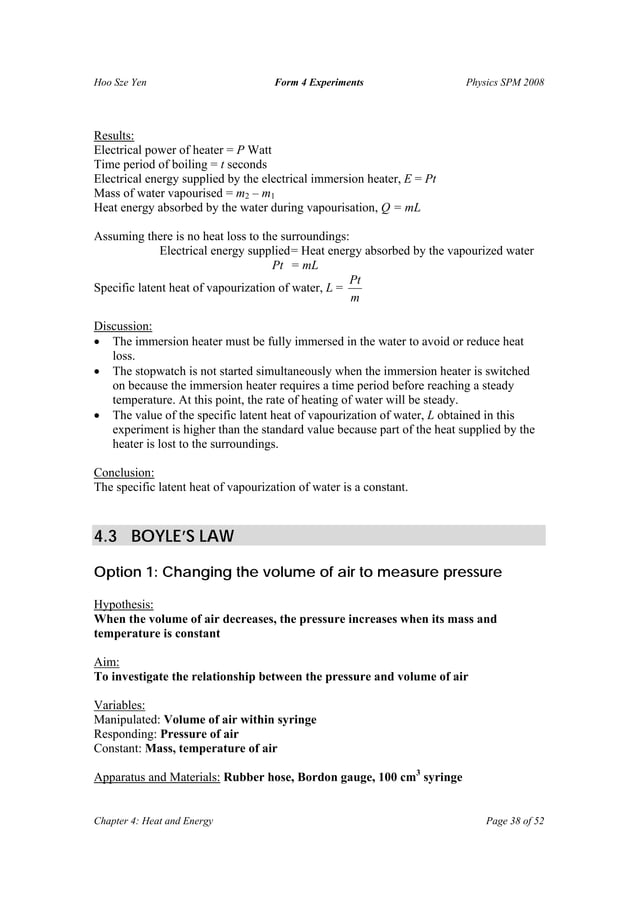 Form 4 experiments all topics | PDF | Physics | Science