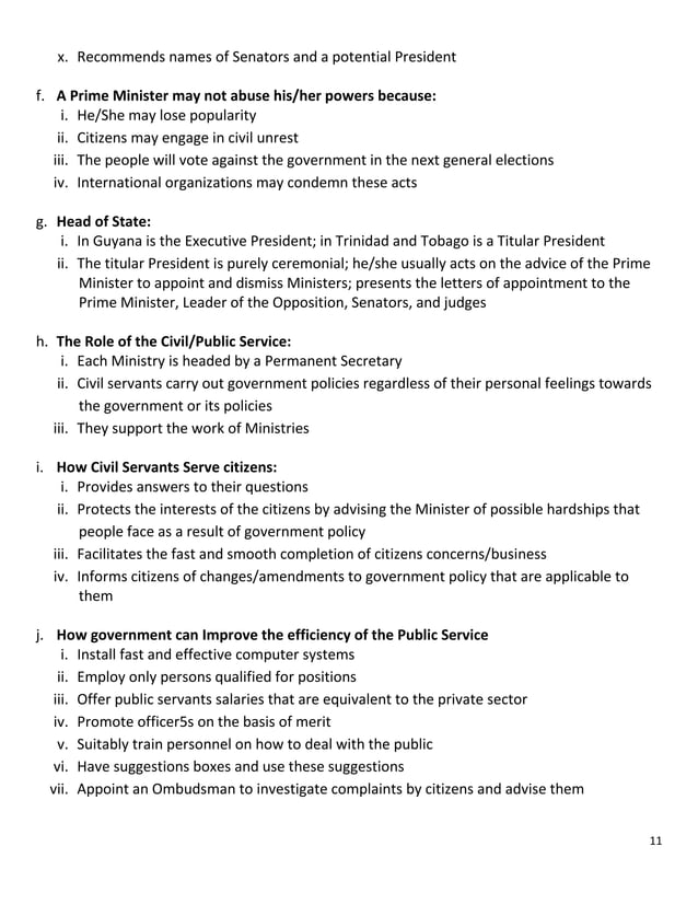 Form 4 T3 Government handout for CSEC students | DOC | Political Issues ...