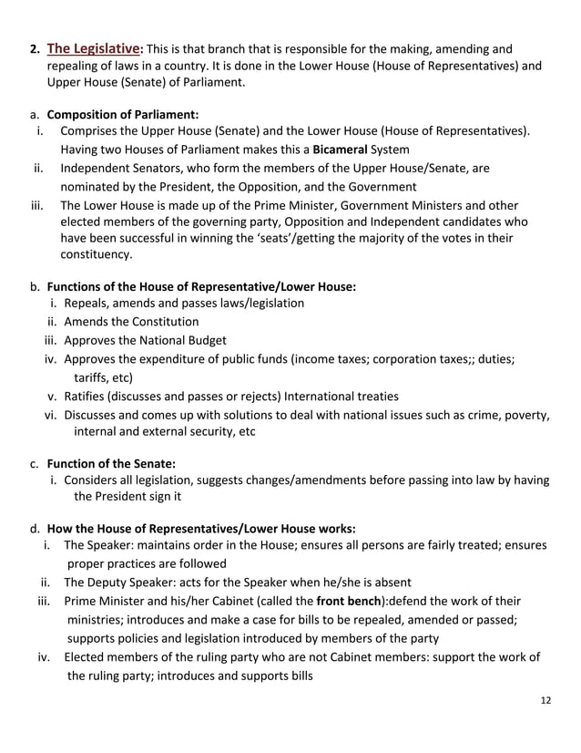 Form 4 T3 Government handout for CSEC students | DOC | Political Issues ...