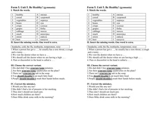 Form 5. Unit 5. Be healthy. Lexical-Grammar Test .docx