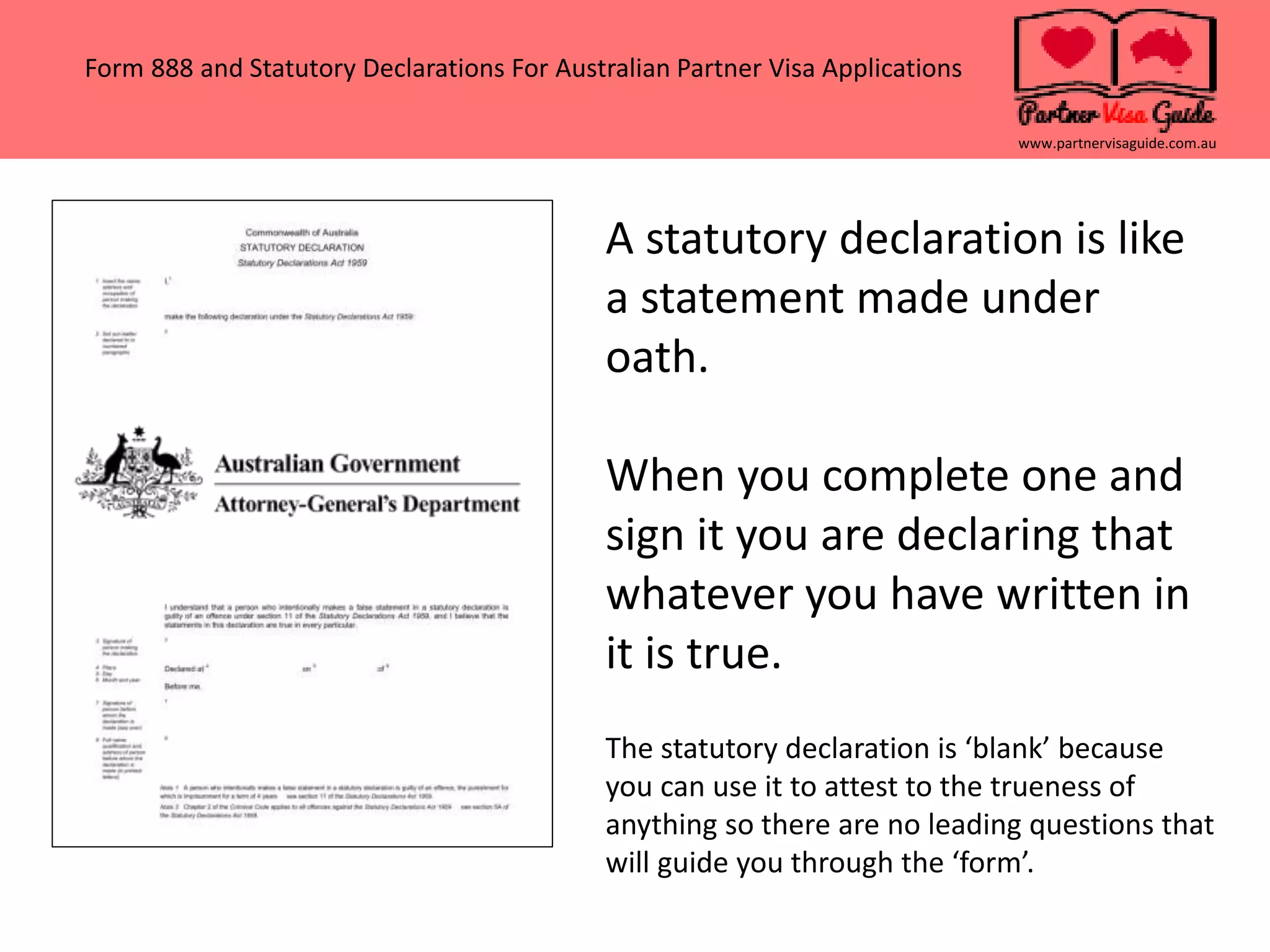 Form 888 and Statutory Declarations for Australian Partner Visa ...