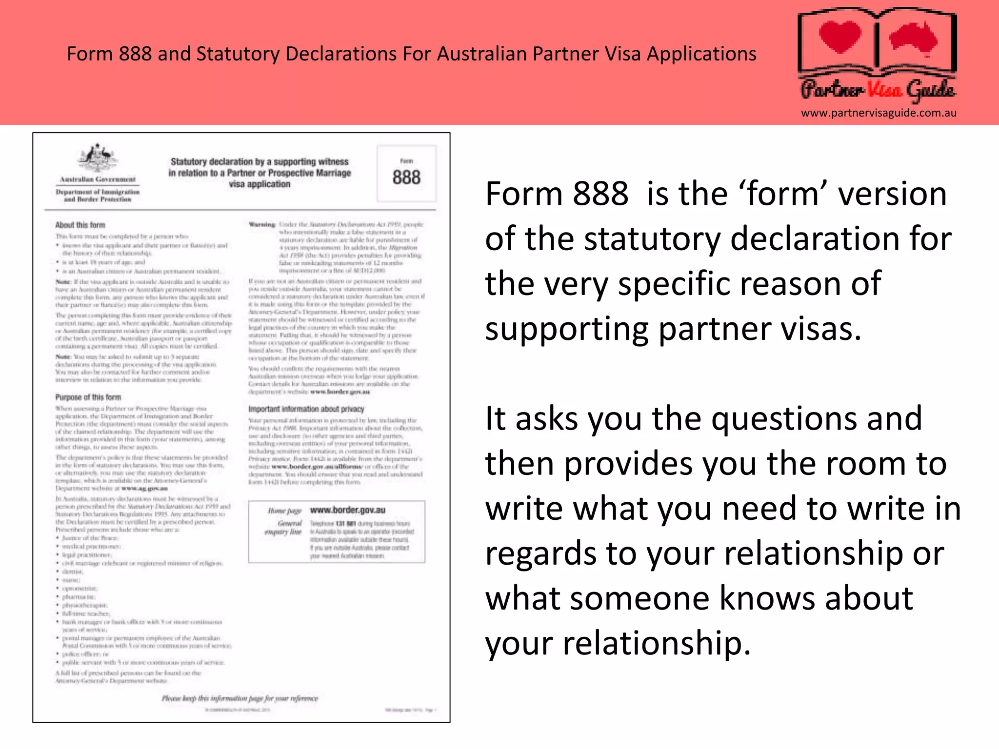 Form 888 and Statutory Declarations for Australian Partner Visa ...