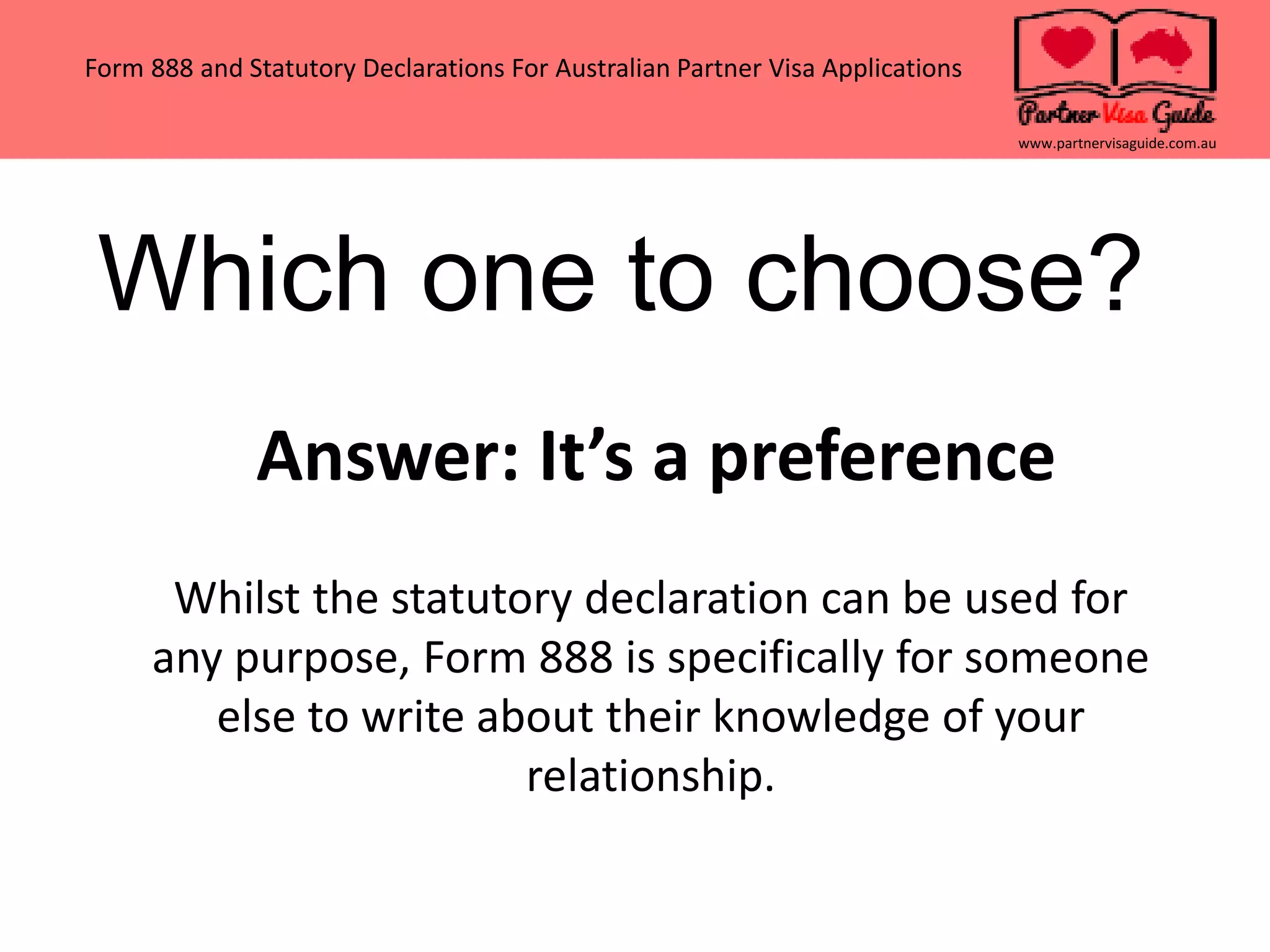 Form 888 and Statutory Declarations for Australian Partner Visa ...
