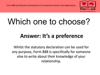 Form 888 and Statutory Declarations for Australian Partner Visa ...