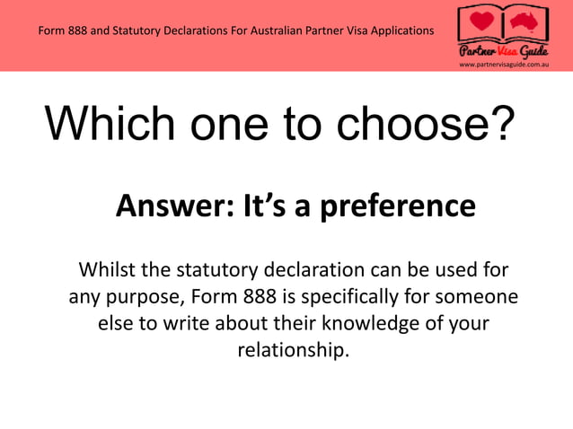 Form 888 and Statutory Declarations for Australian Partner Visa ...