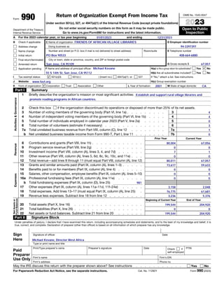 FAVL IRS Form 990 financials for calendar year 2023 | PDF