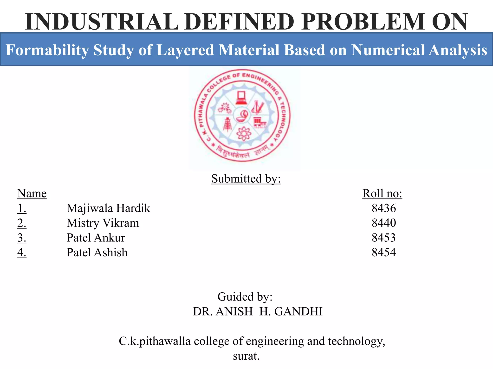 Formability study of layered material based on numerical analysis | PPT