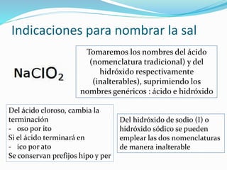 Formación de una sal neutra oxácida y haloidea | PPTX