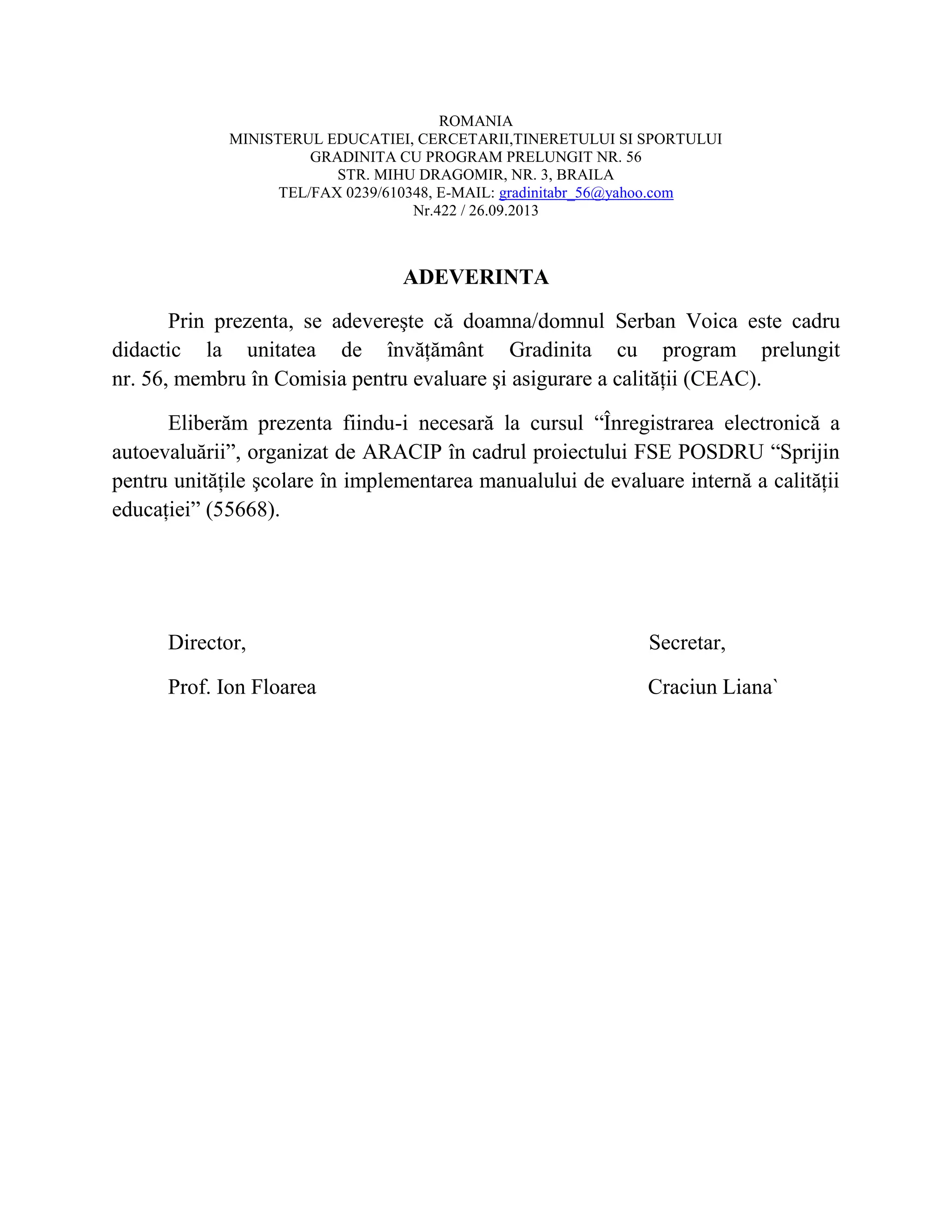 Forma de adeverinţă | PDF