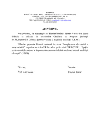 Forma de adeverinţă | PDF