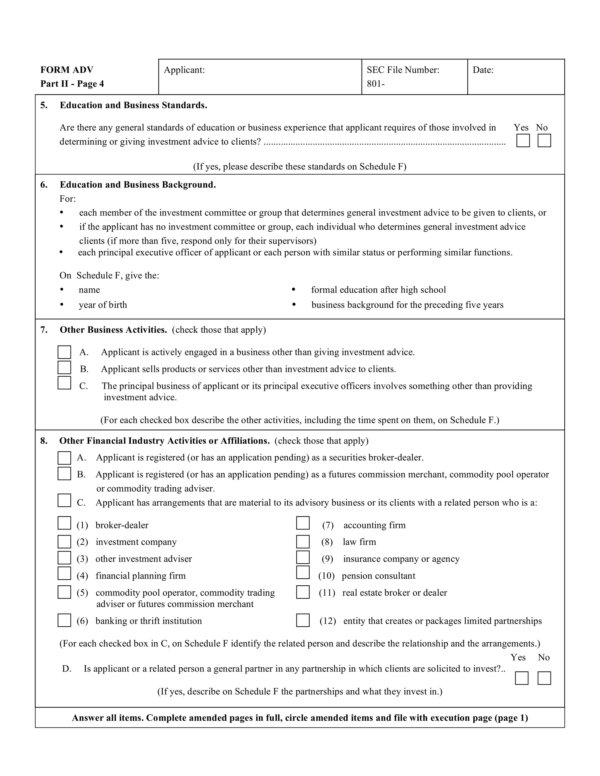 Form ADV Part II Schedule F | PDF | Stocks and Bonds | Personal Investing