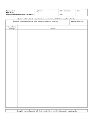 Form ADV Part II Schedule F | PDF | Stocks and Bonds | Personal Investing