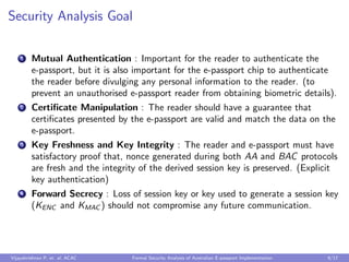 Formal Security Analysis of Australian ePassport Implementation | PDF