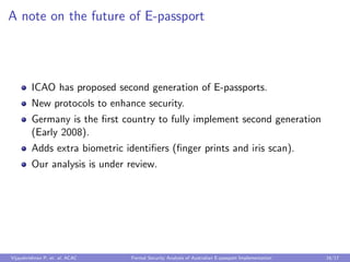 Formal Security Analysis of Australian ePassport Implementation | PDF