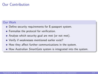 Formal Security Analysis of Australian ePassport Implementation | PDF