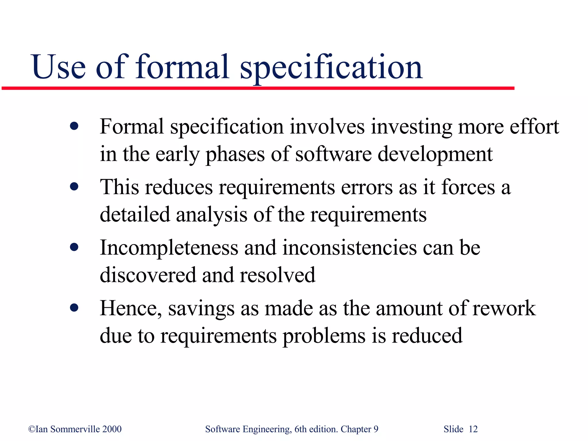 Formal Specification in Software Engineering SE9 | PPT