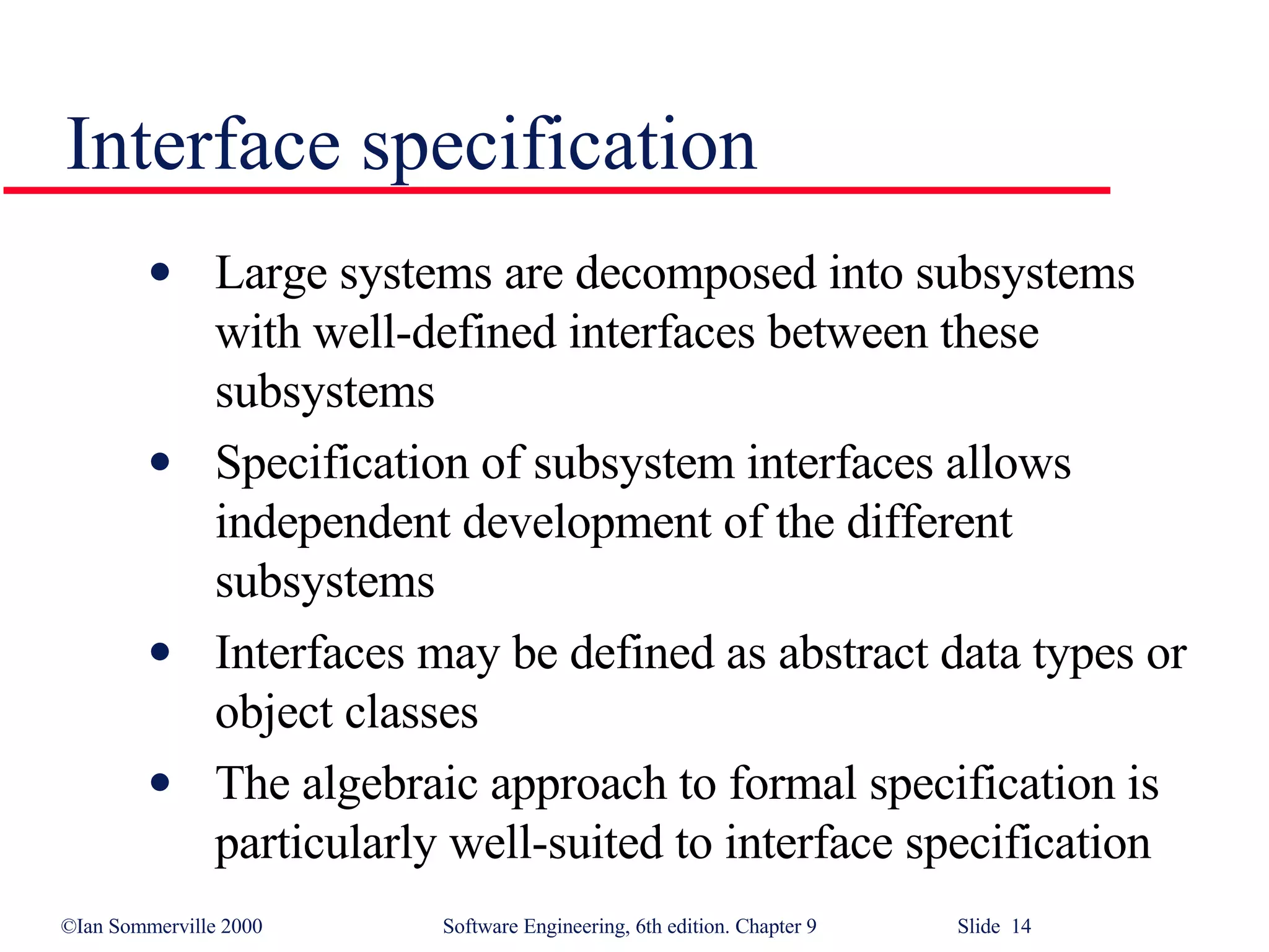 Formal Specification In Software Engineering Se9 Ppt Programming
