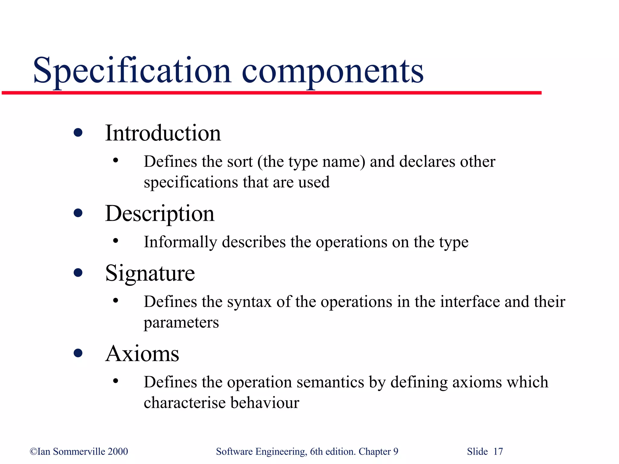 Formal Specification in Software Engineering SE9 | PPT