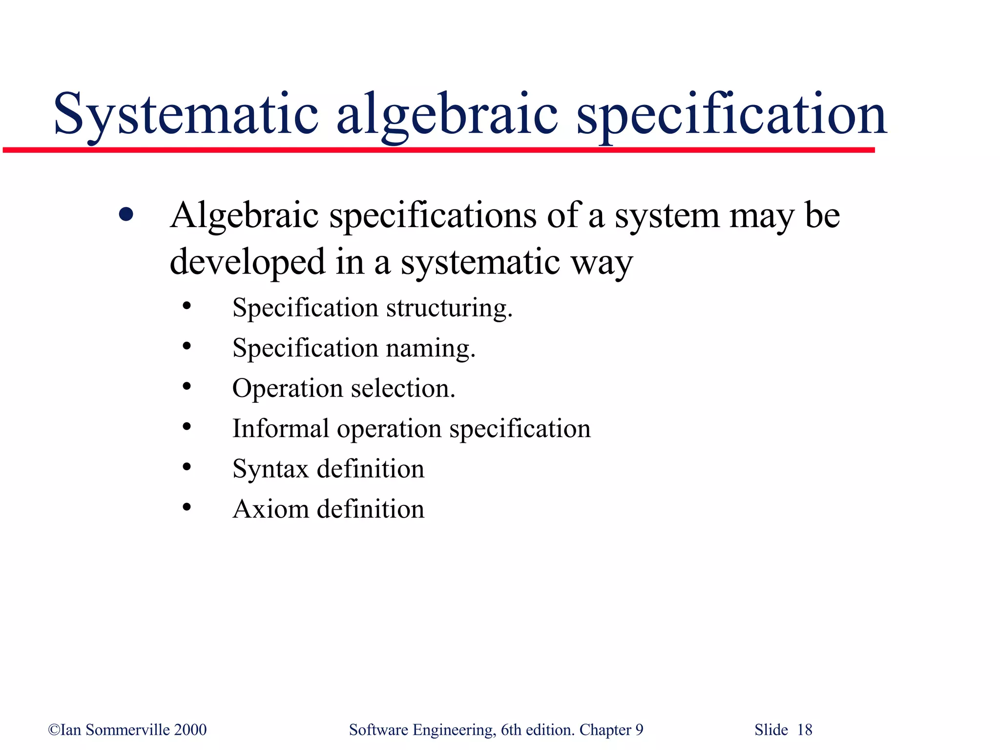 Formal Specification In Software Engineering Se9 Ppt Programming