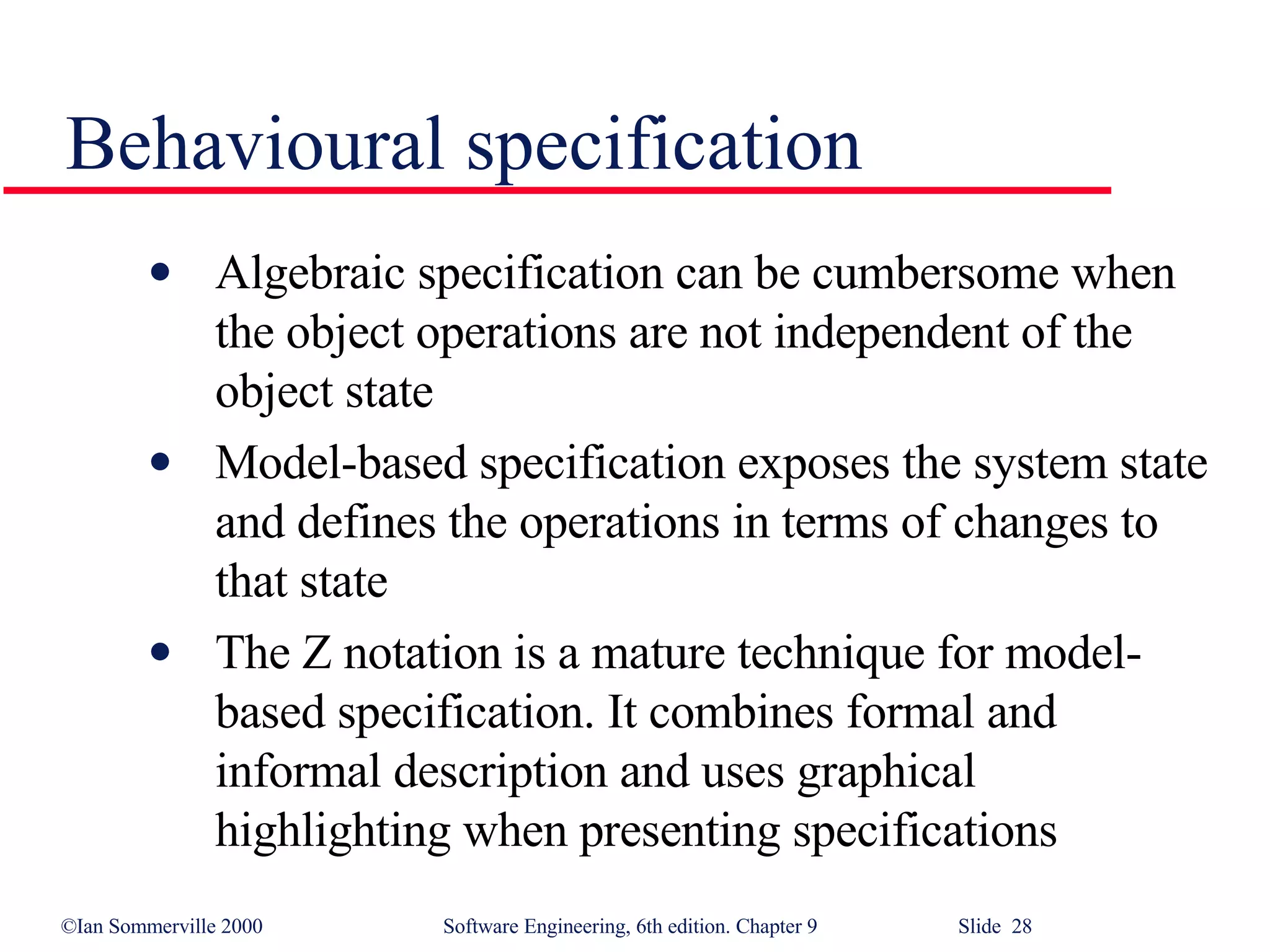 Formal Specification In Software Engineering Se9 Ppt Programming