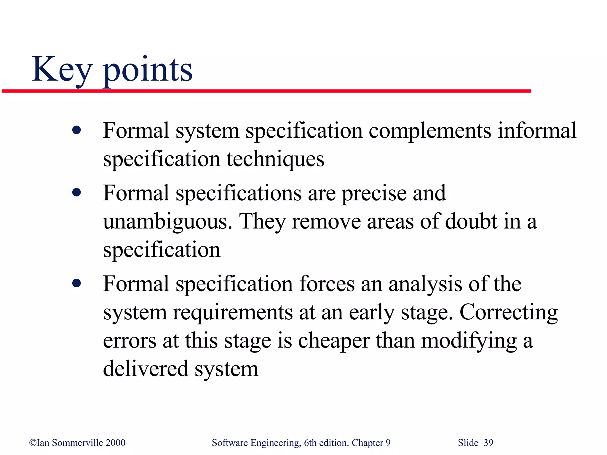 Formal Specification in Software Engineering SE9 | PPT