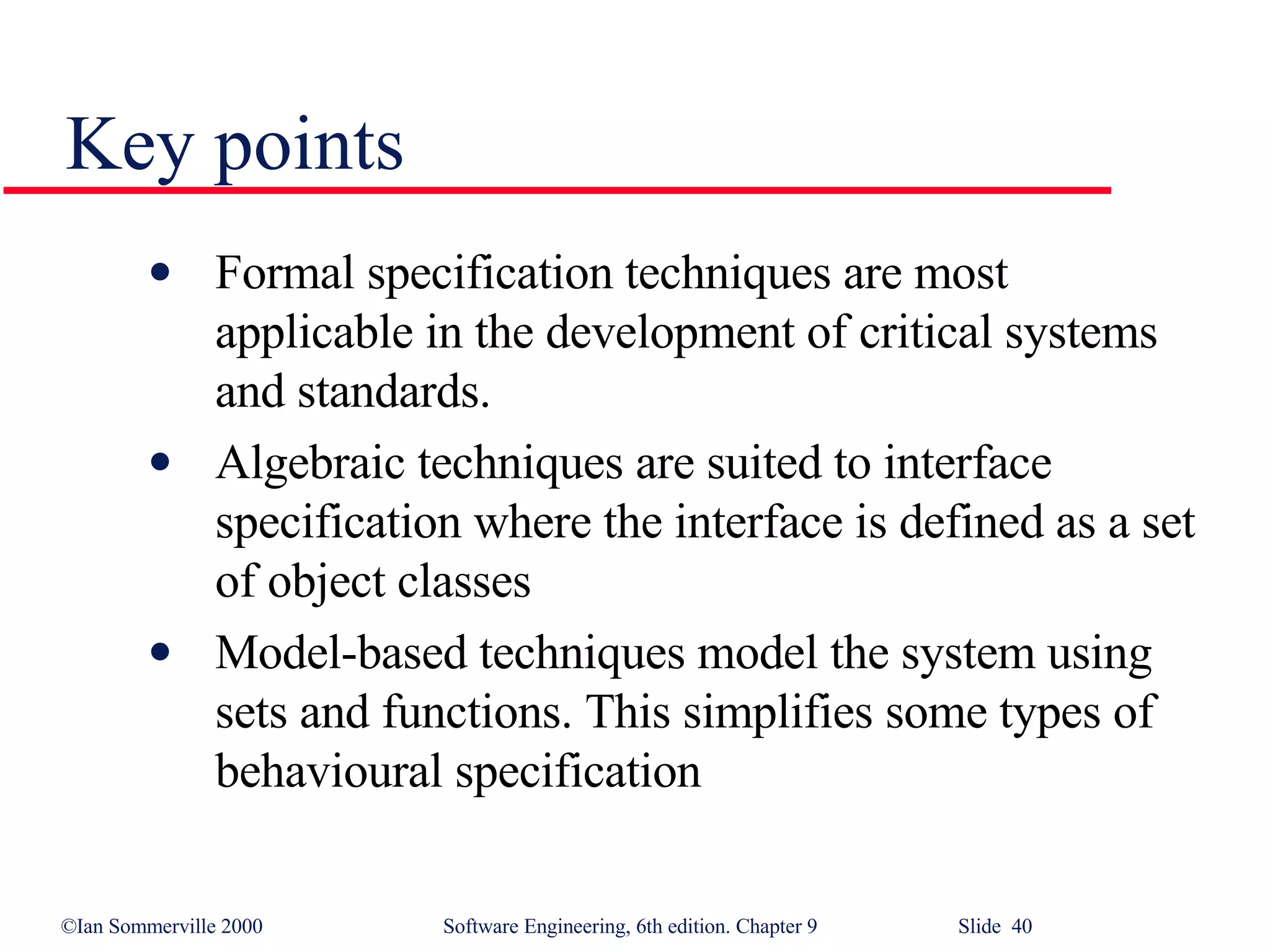 Formal Specification in Software Engineering SE9 | PPT