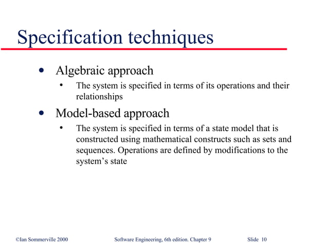 Formal Specification in Software Engineering SE9 | PPT | Programming ...