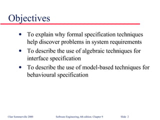Formal Specification in Software Engineering SE9 | PPT
