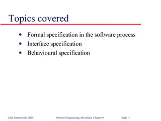 Formal Specification in Software Engineering SE9 | PPT