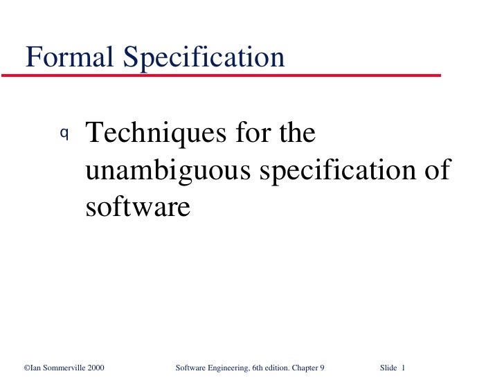 Formal Specification In Software Engineering Se9