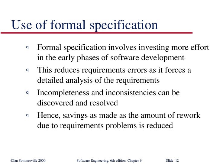 Formal Specification In Software Engineering Se9