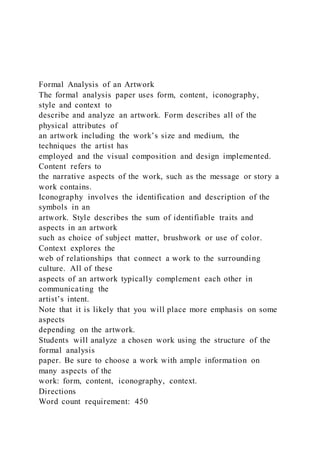 Formal Analysis of an Artwork The formal analysis paper uses | DOCX ...