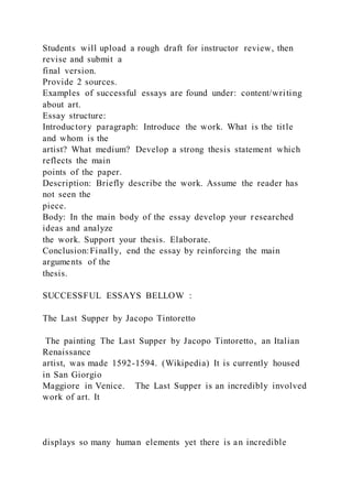 Formal Analysis of an Artwork The formal analysis paper uses | DOCX ...