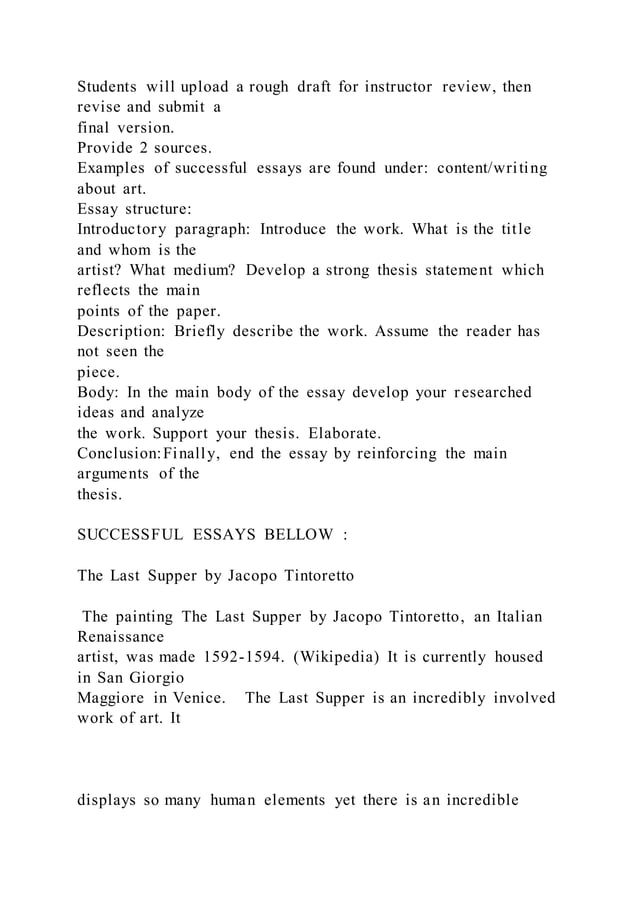 Formal Analysis of an Artwork The formal analysis paper uses | DOCX ...