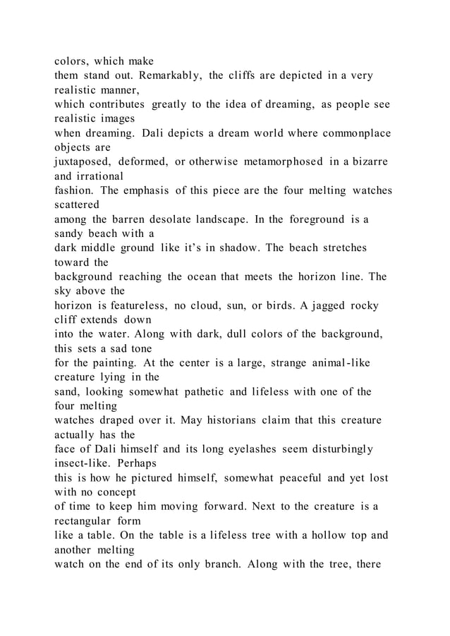 Formal Analysis of an Artwork The formal analysis paper uses | DOCX ...