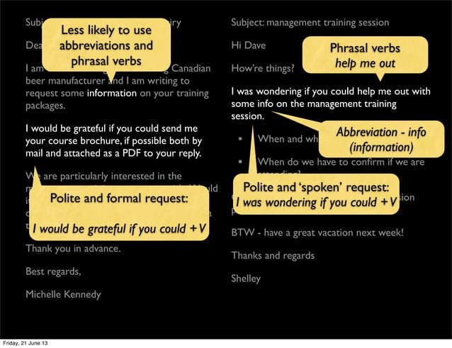 Formal and Informal Email Writing - Request Emails | PDF