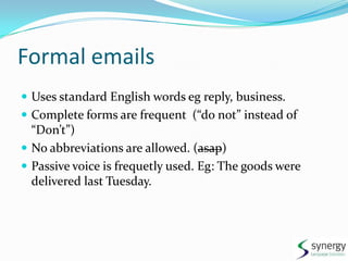 Formal and Informal Language in Emails | PPTX | Email | Internet